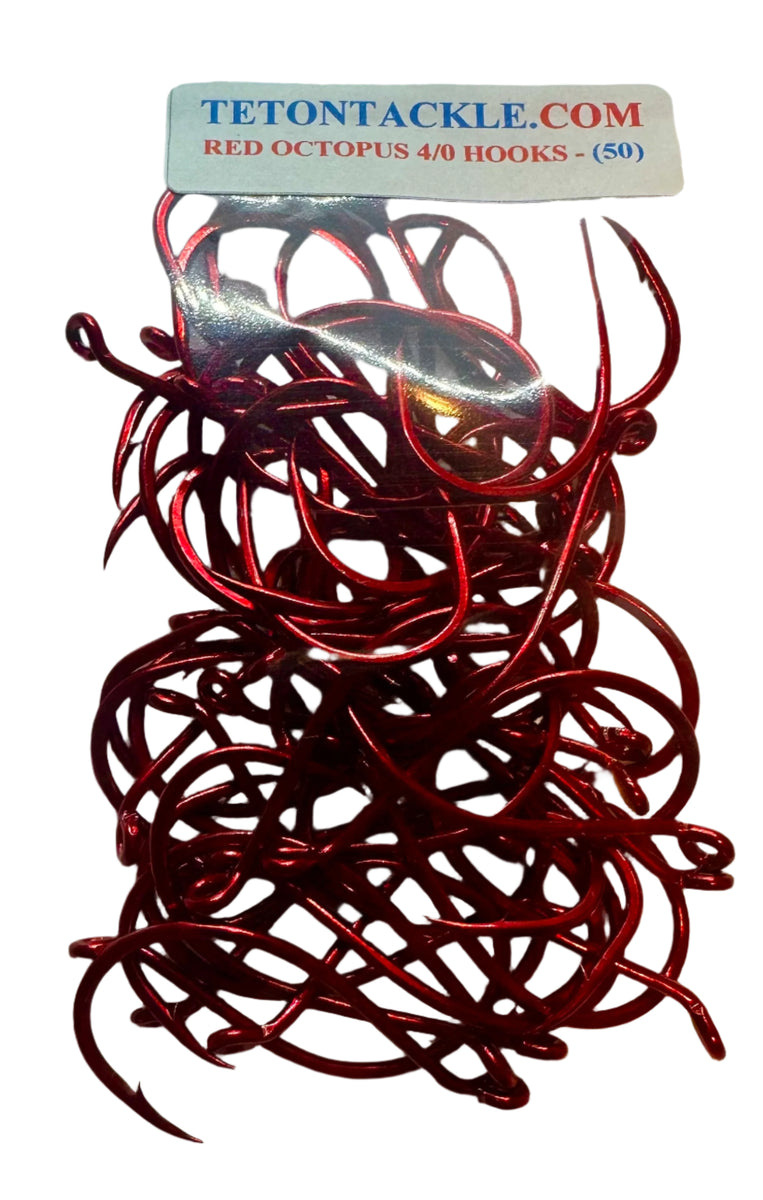 Hooks - Steelhead, Salmon 4/0 Red Octopus Hooks (50 Pack ) – Teton Tackle