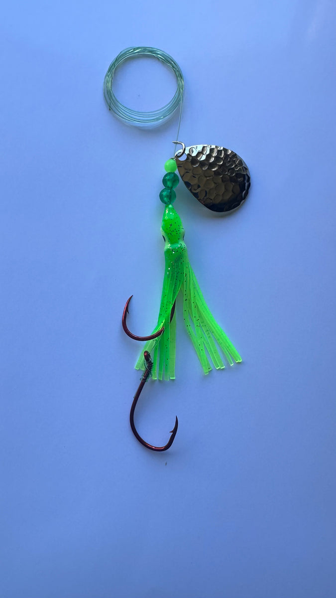 Salmon Tackle- Twin Pack Green Chartreuse #10 Luminous Salmon Hoochie ...
